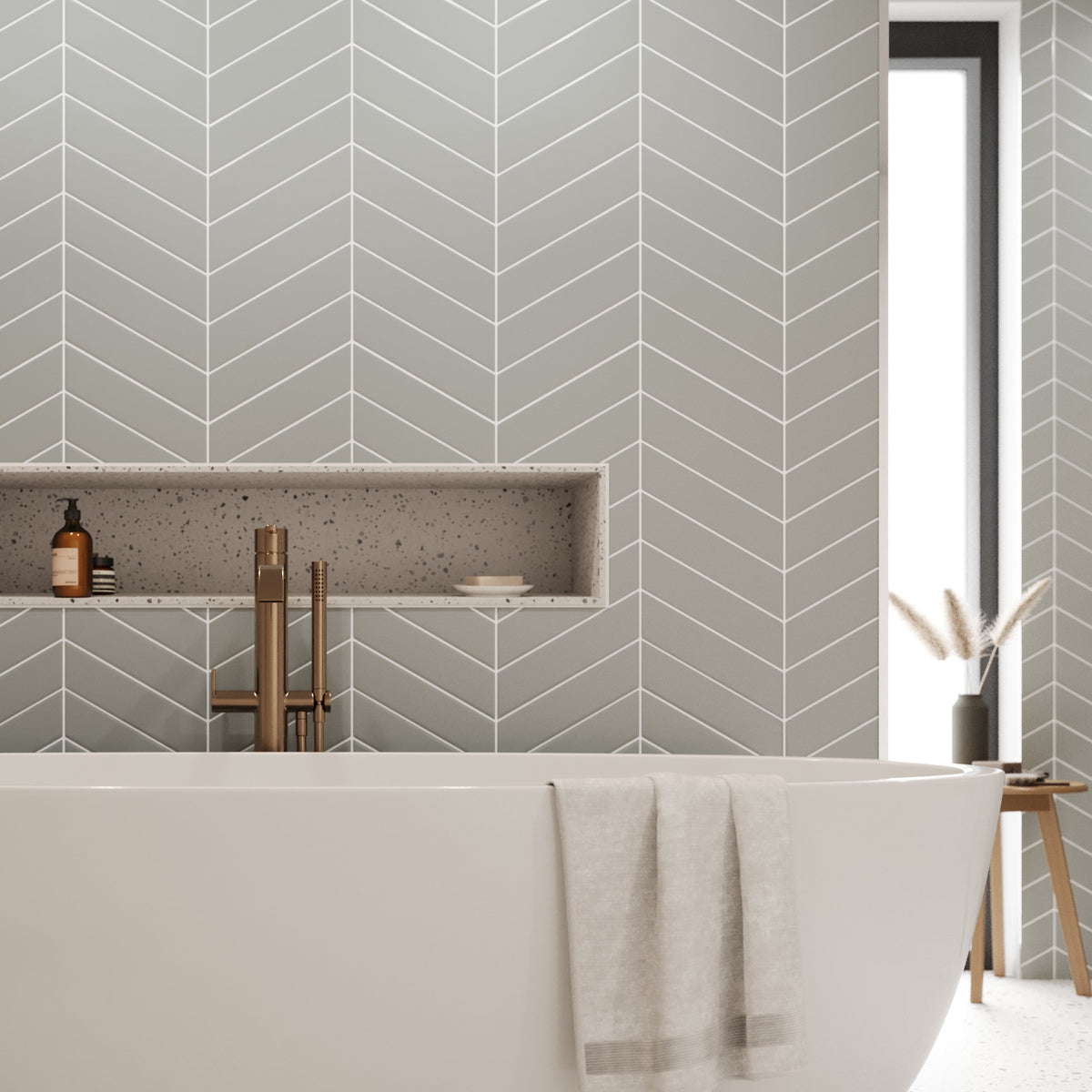 Reco Bathroom Panels - Coloured Chevron Shower Panels – Puffin Bathrooms