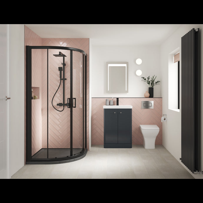 Rene 6mm - Matt Black Quadrant Shower Enclosure – Puffin Bathrooms
