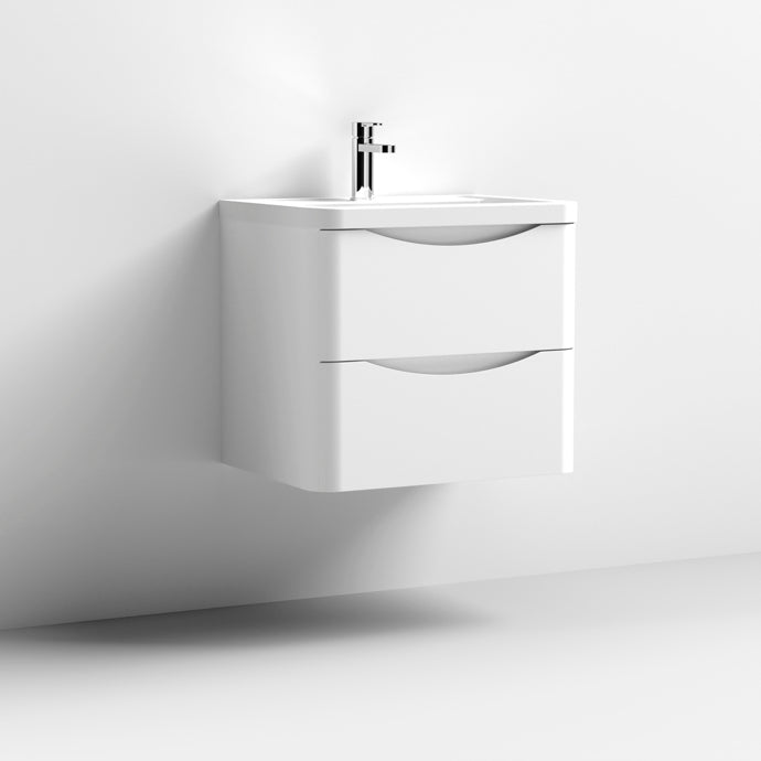 Satin White Modular Bathroom Furniture with Ceramic Basin Range ...
